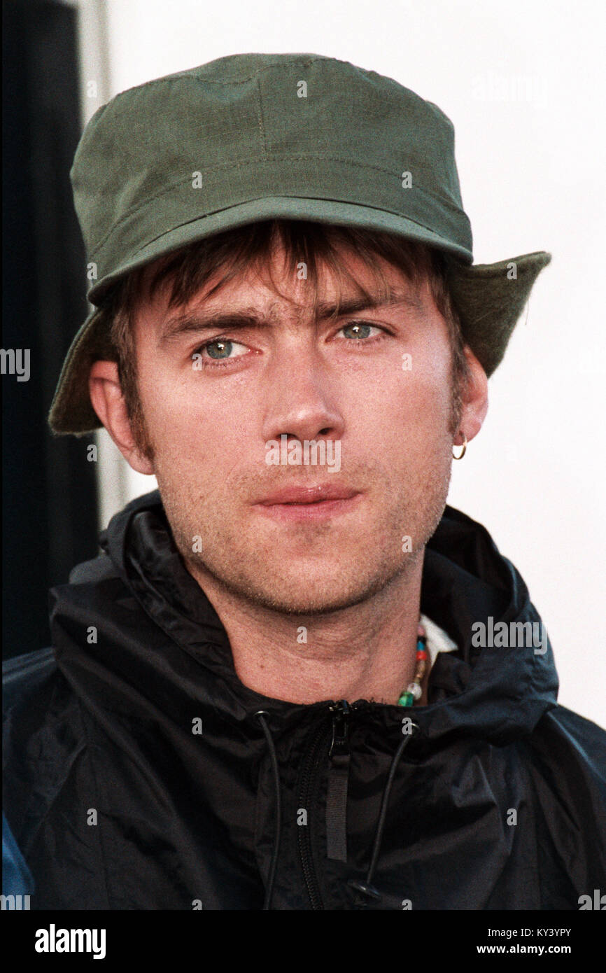 Damon Albarn lead singer of Blur backstage at the Glastonbury Festival ...