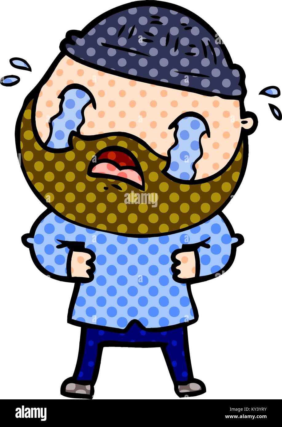 cartoon bearded man crying Stock Vector Image & Art - Alamy