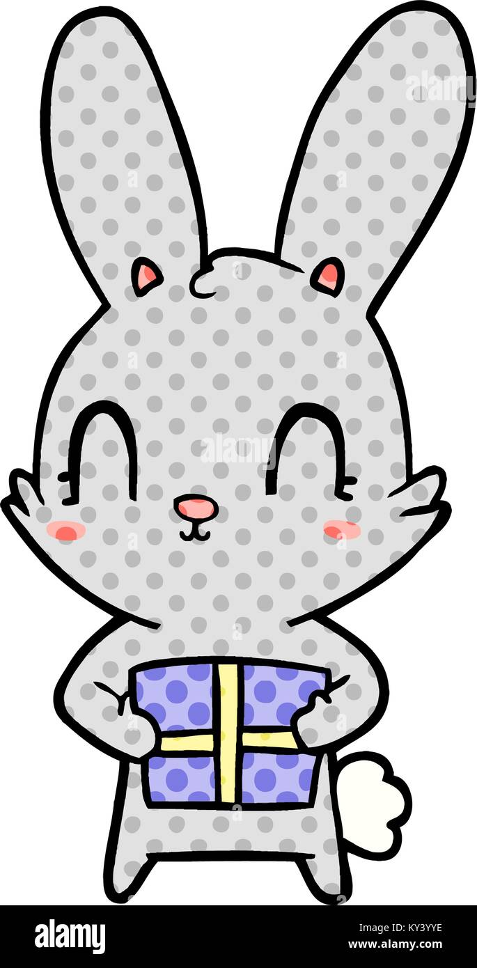 Cartoon cute rabbit gift Stock Vector Images - Alamy