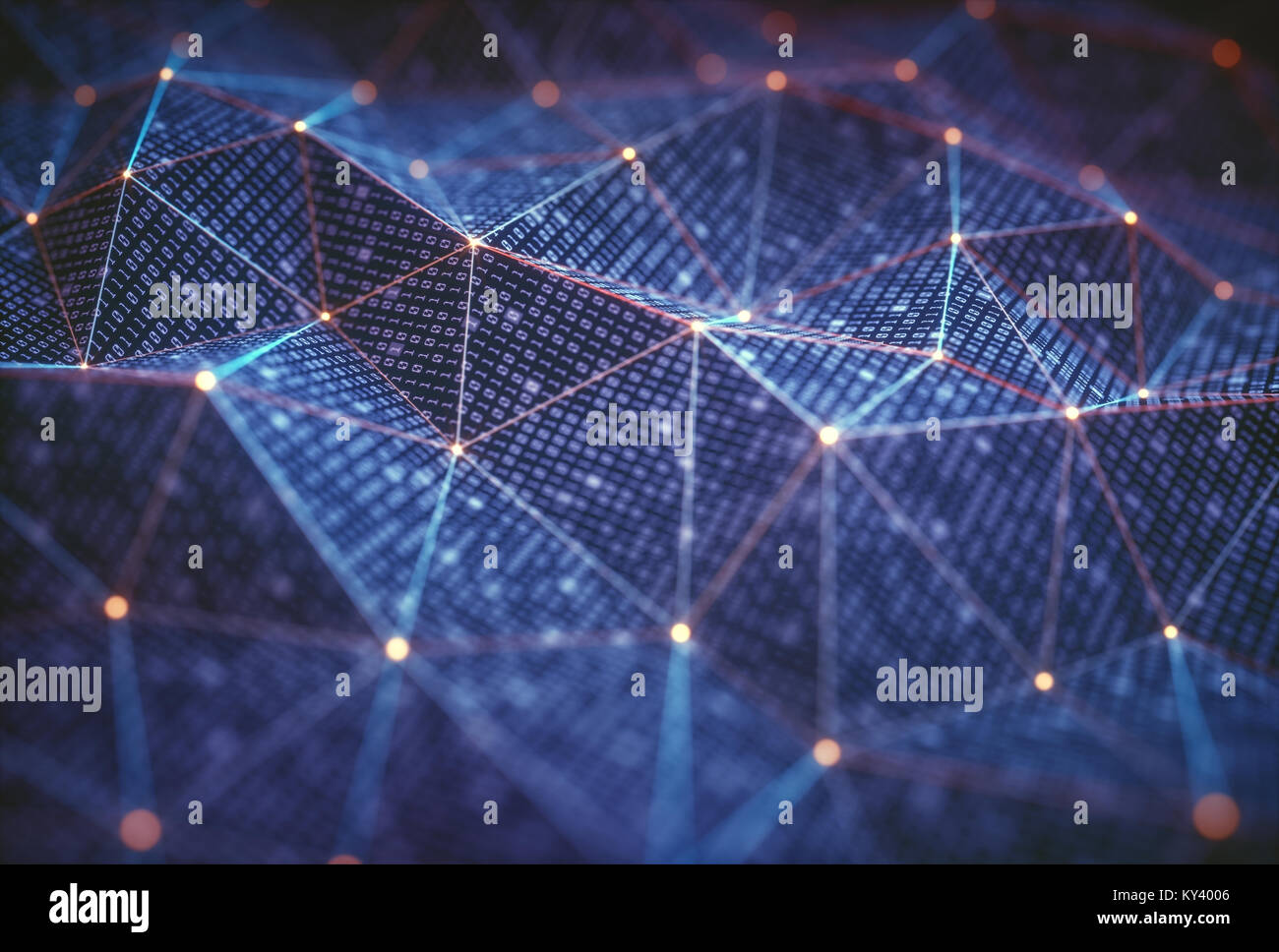 3D illustration, abstract background, technology concept. Binary ...