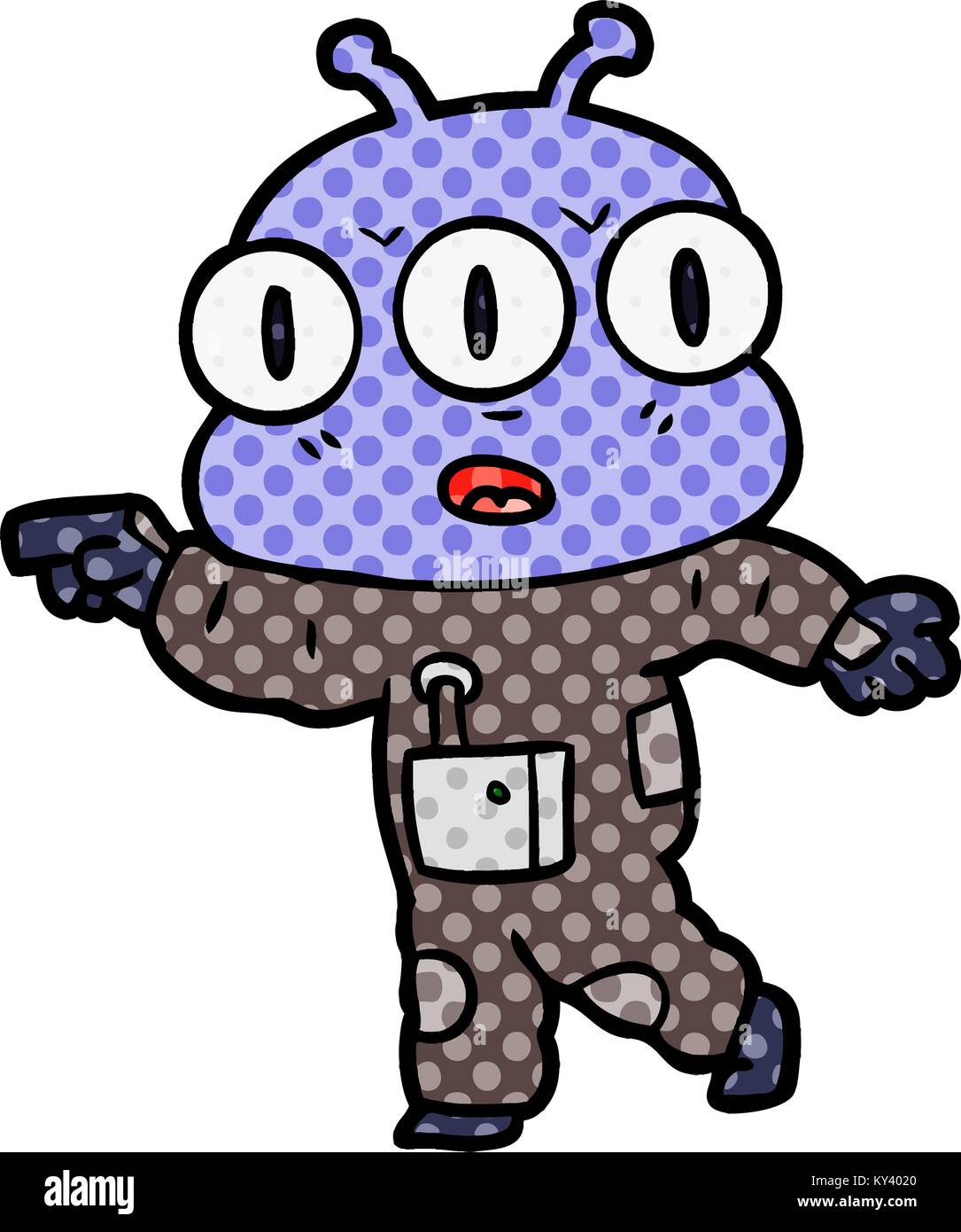 cartoon three eyed alien pointing Stock Vector Image & Art - Alamy