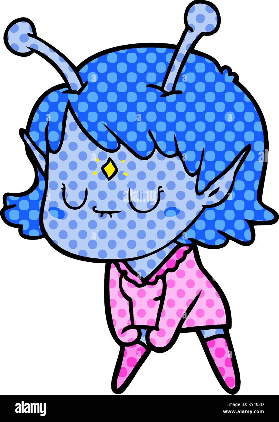 cartoon alien girl doing muscle pose Stock Vector Image & Art - Alamy