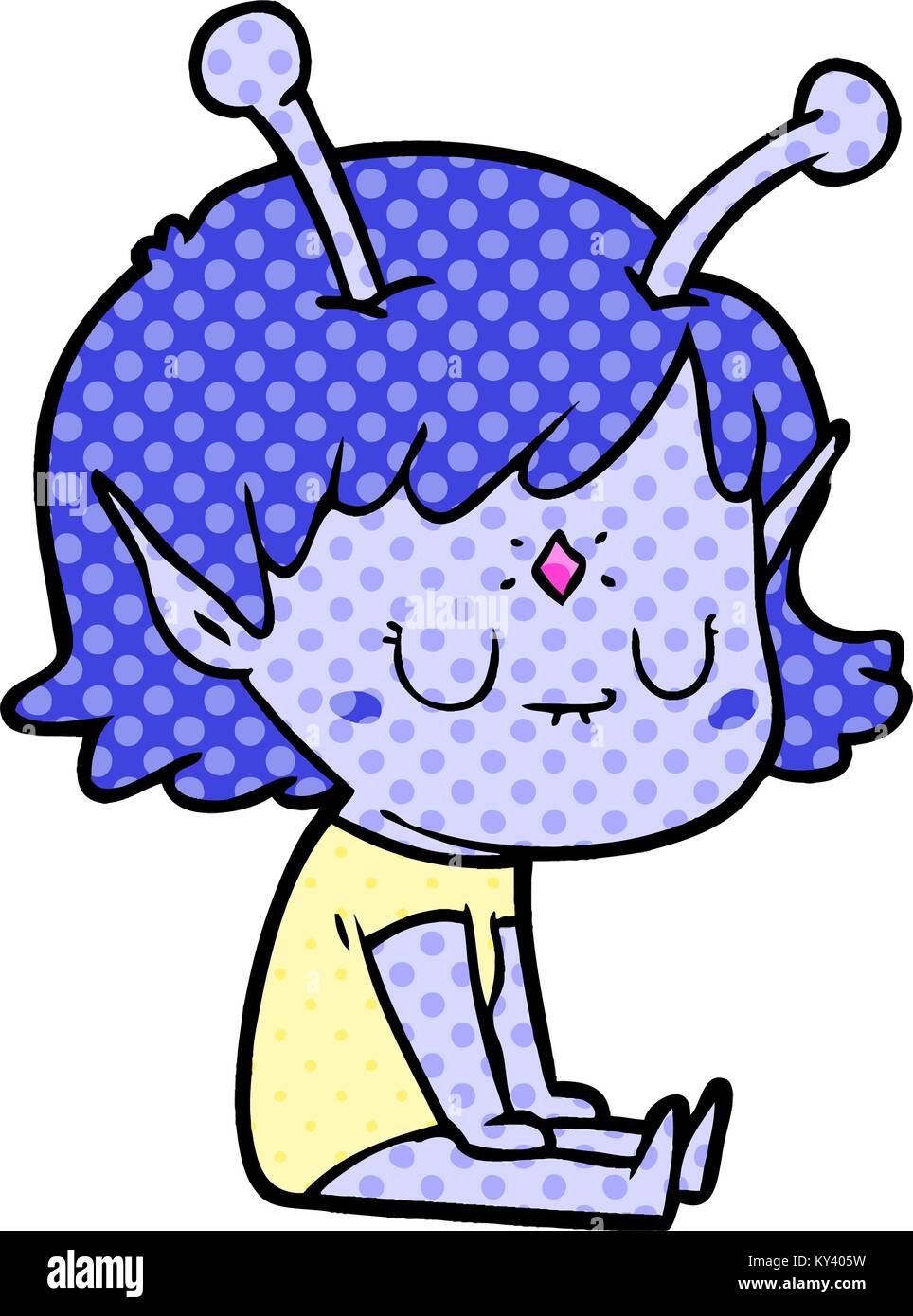 cartoon alien girl sitting Stock Vector Image & Art - Alamy