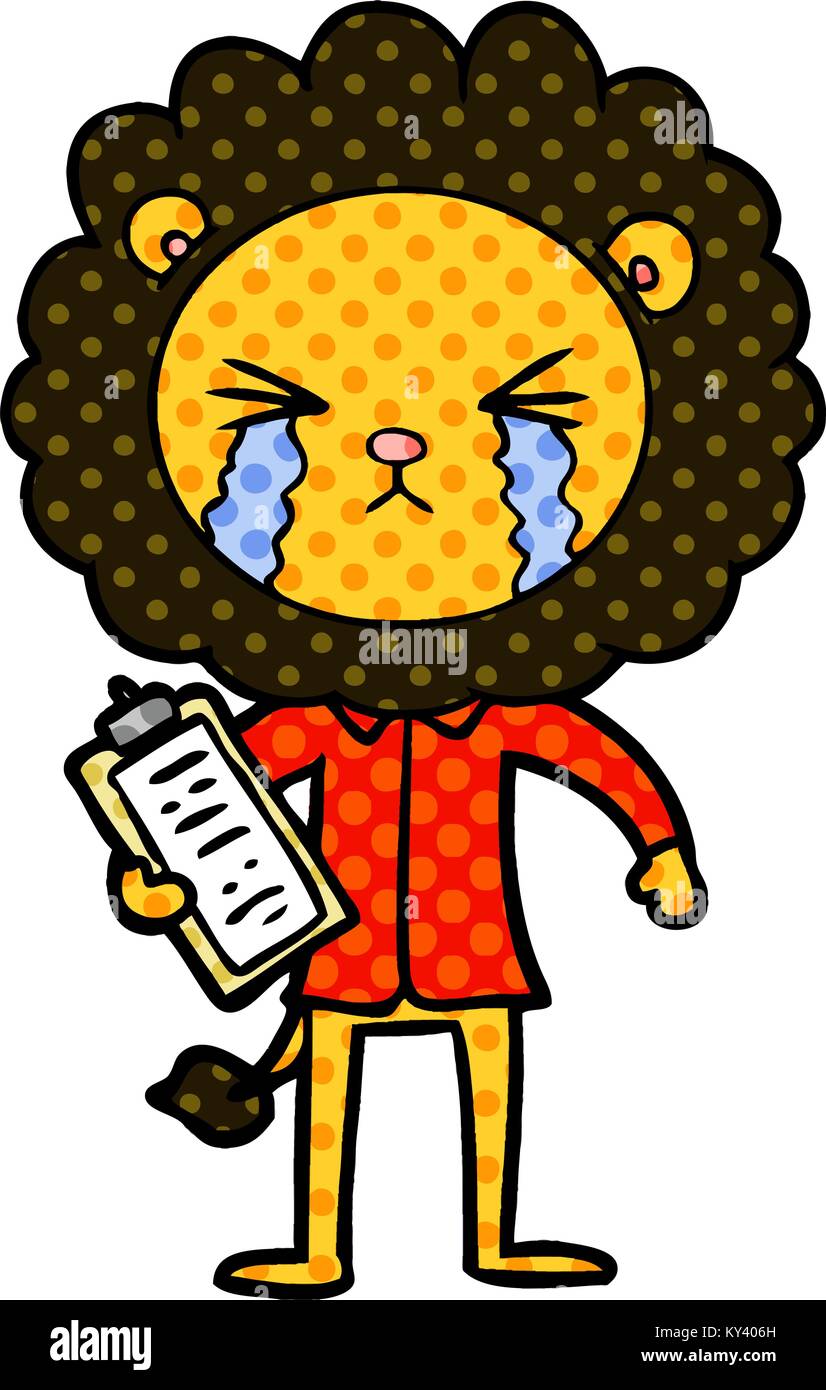 cartoon crying lion with clipboard Stock Vector Image & Art - Alamy