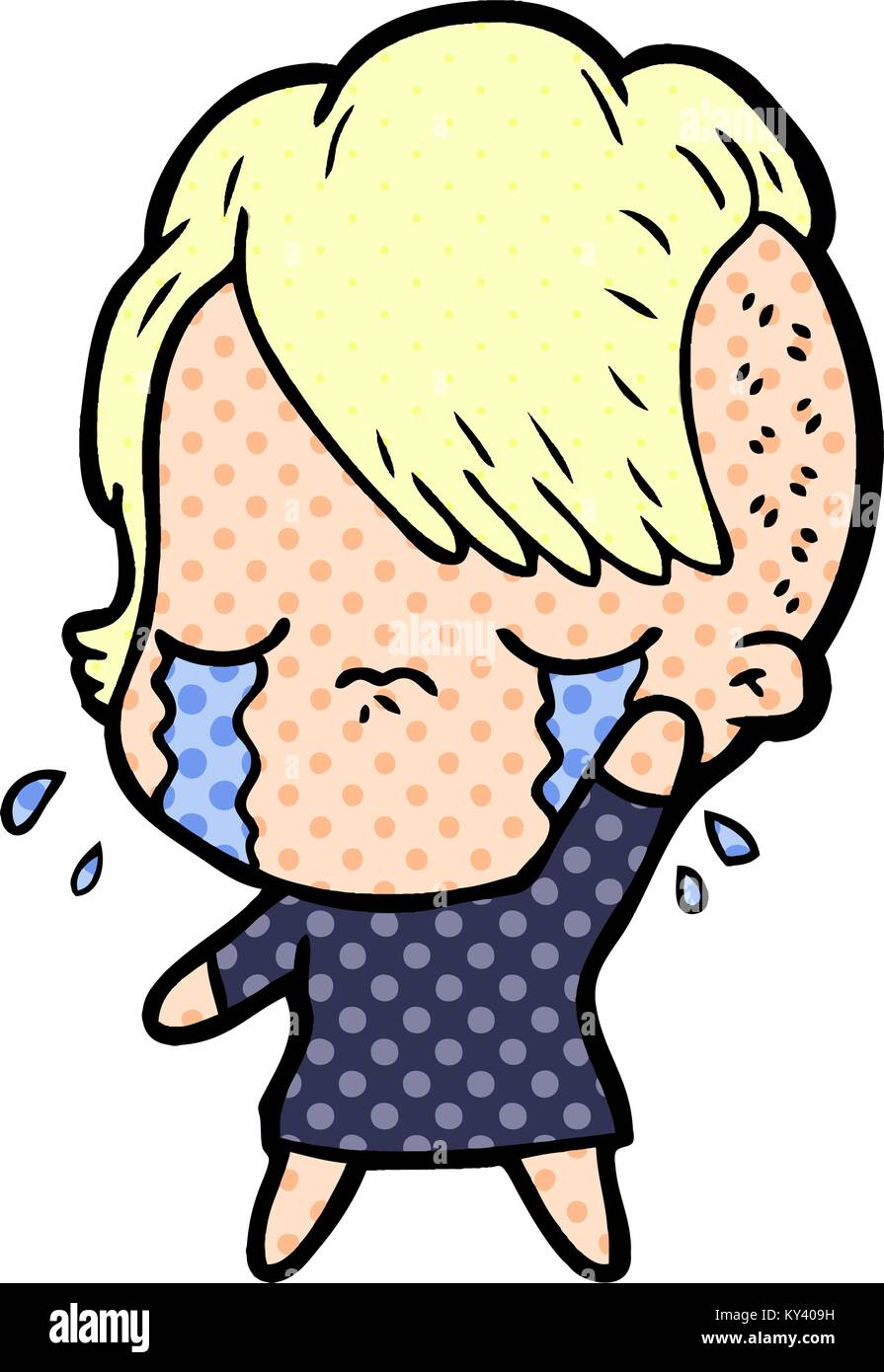 cartoon crying girl waving Stock Vector Image & Art - Alamy
