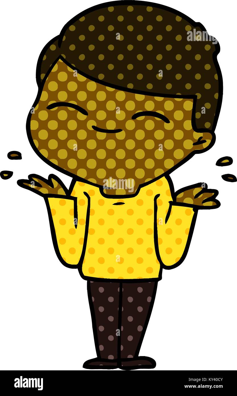 cartoon smiling boy shrugging shoulders Stock Vector Image & Art - Alamy