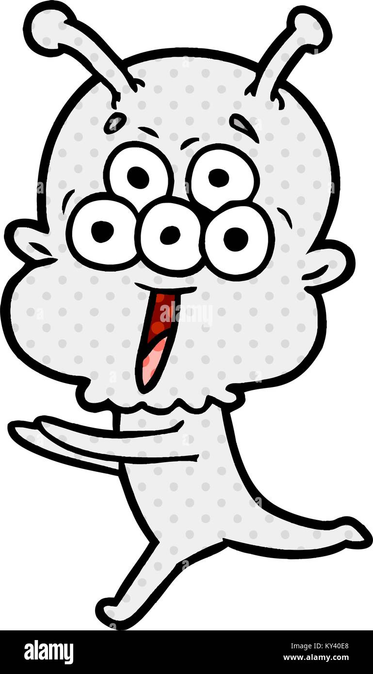 happy cartoon alien running Stock Vector Image & Art - Alamy
