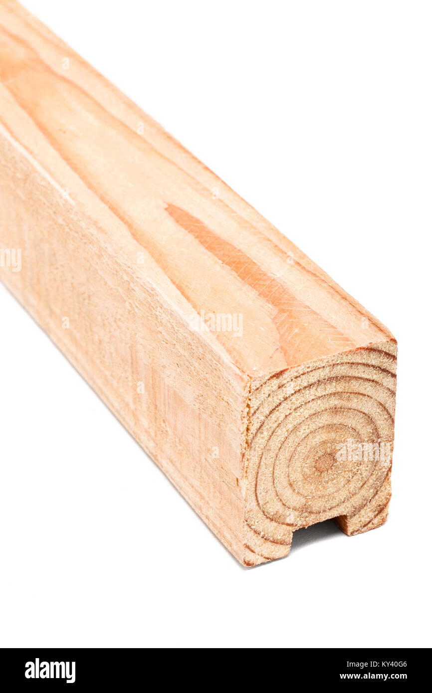 one wooden beam isolated on white background Stock Photo - Alamy