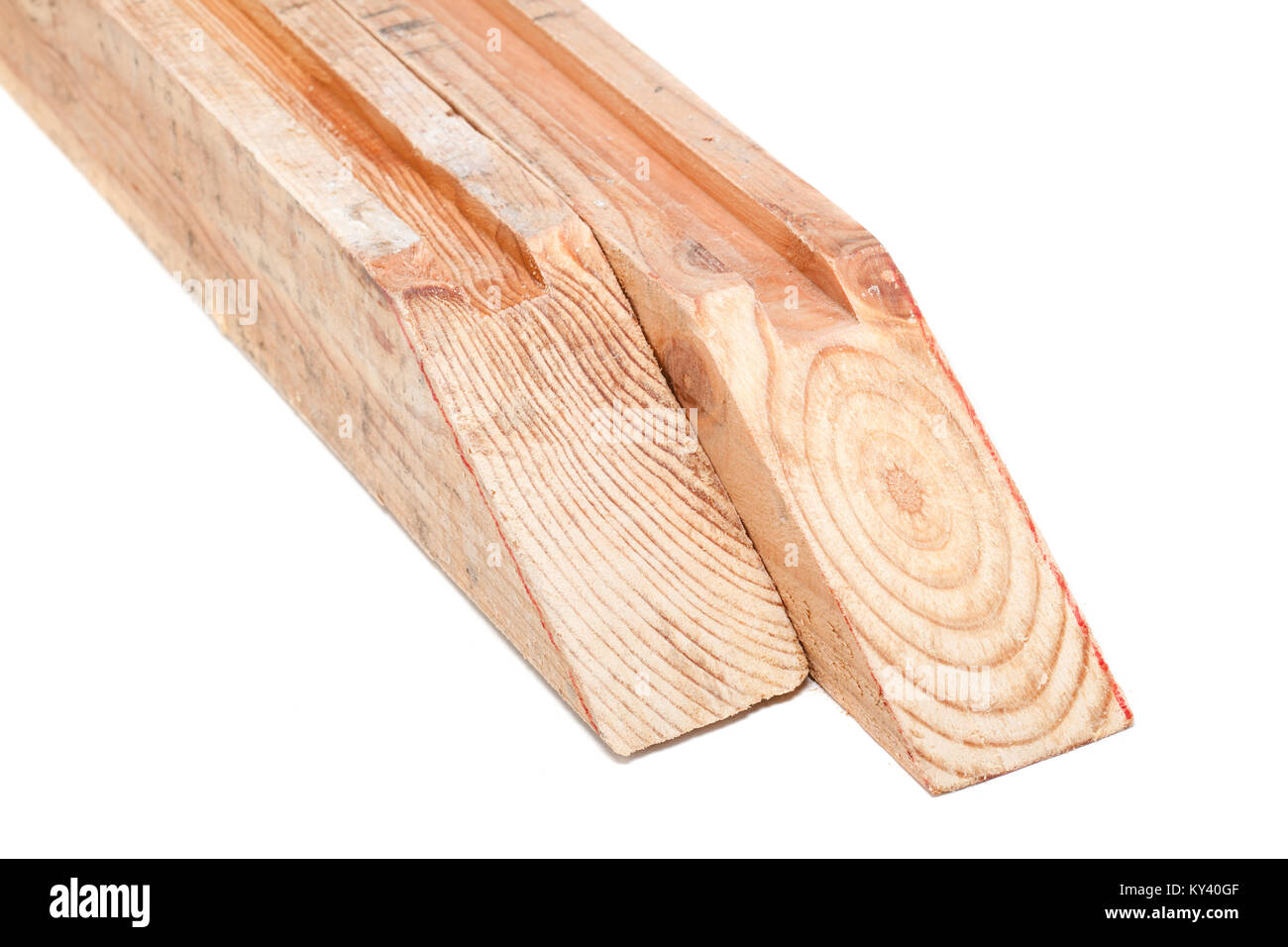 two wooden beams isolated on white background Stock Photo - Alamy
