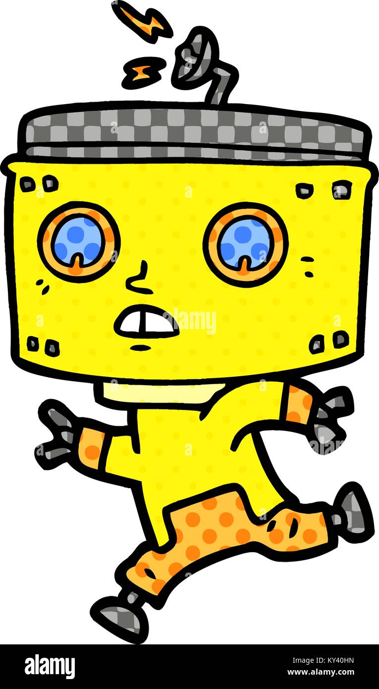 cartoon robot running Stock Vector Image & Art - Alamy