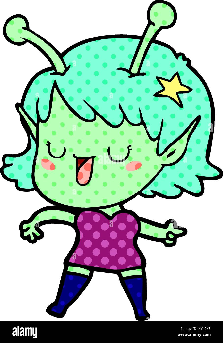 Cartoon happy alien girl hi-res stock photography and images - Alamy