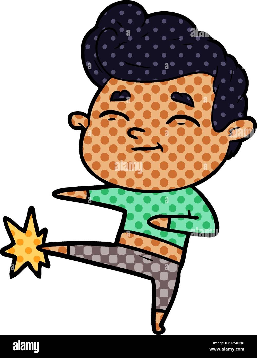 happy cartoon man kicking Stock Vector Image & Art - Alamy