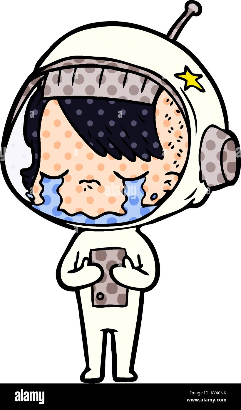 cartoon crying astronaut girl Stock Vector Image & Art - Alamy