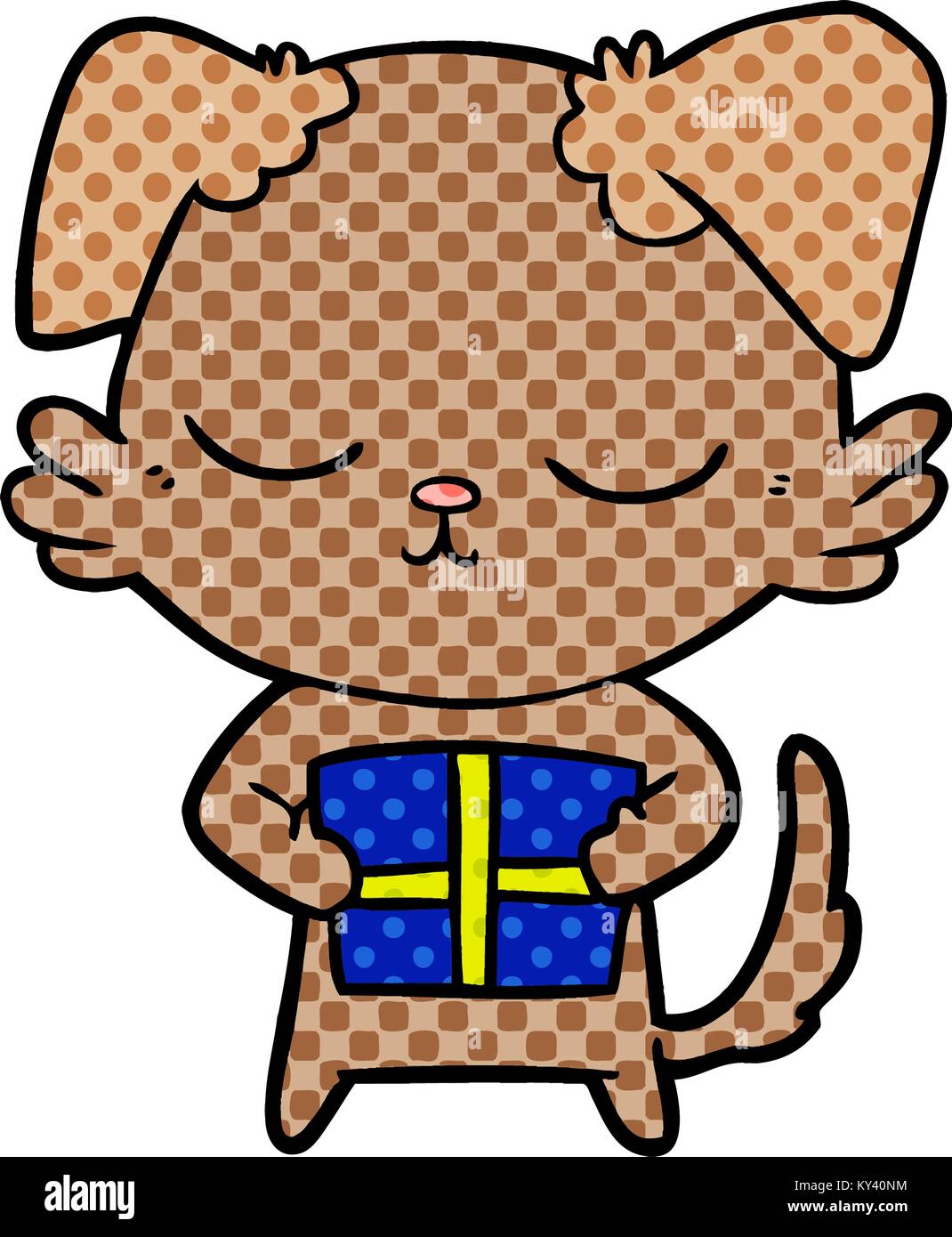 cute cartoon dog with christmas present Stock Vector Image & Art - Alamy