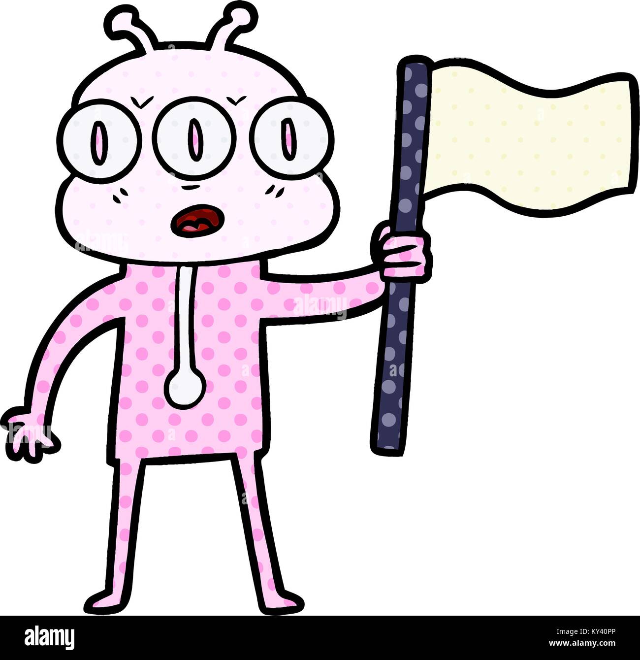 cartoon three eyed alien waving flag Stock Vector Image & Art - Alamy