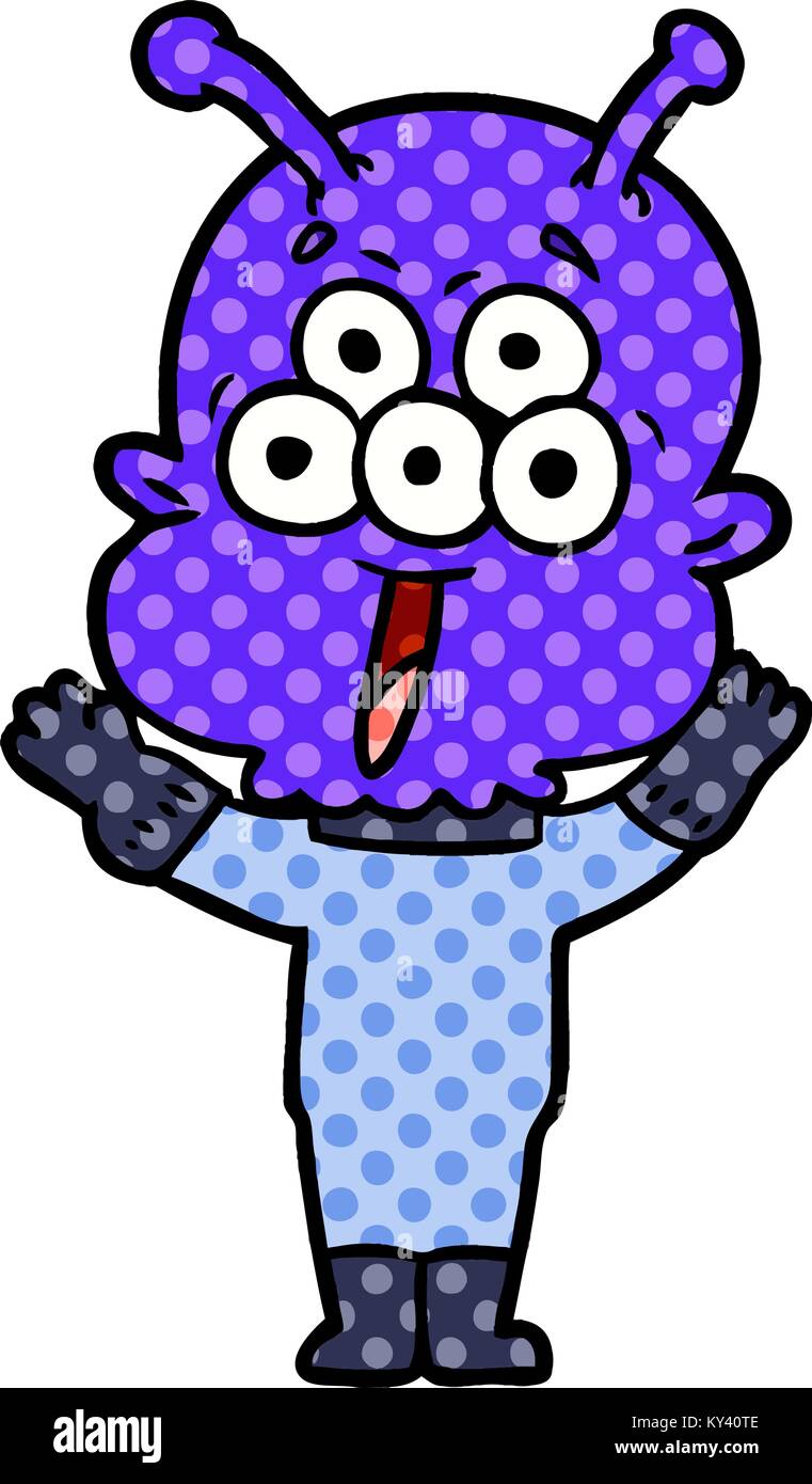 happy cartoon alien Stock Vector Image & Art - Alamy
