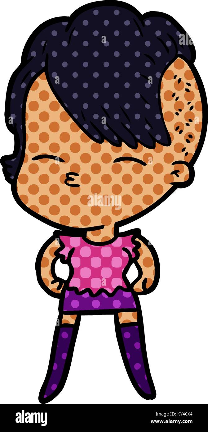 cartoon squinting girl Stock Vector Image & Art - Alamy