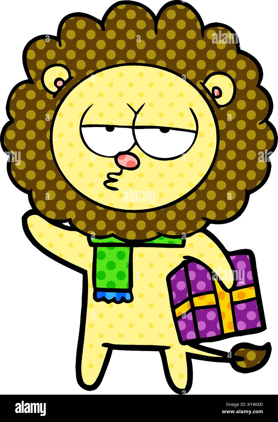 cartoon tired lion with gift Stock Vector Image & Art - Alamy