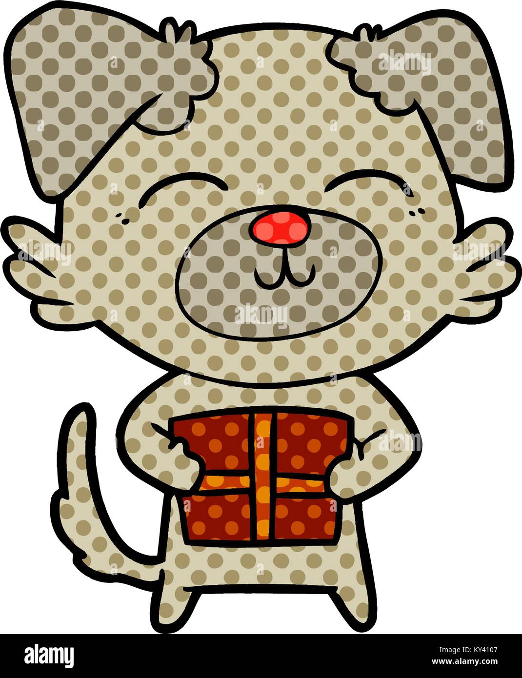cartoon dog with present Stock Vector Image & Art - Alamy
