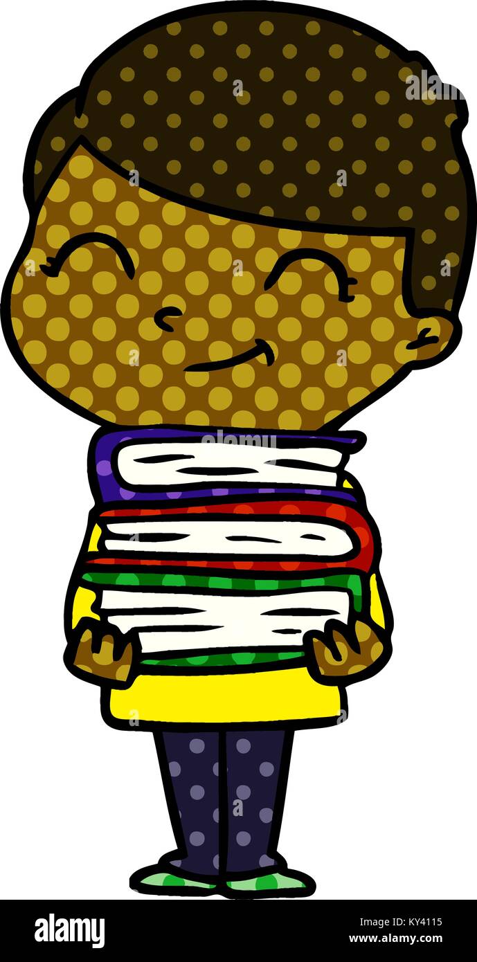 cartoon boy with books smiling Stock Vector Image & Art - Alamy