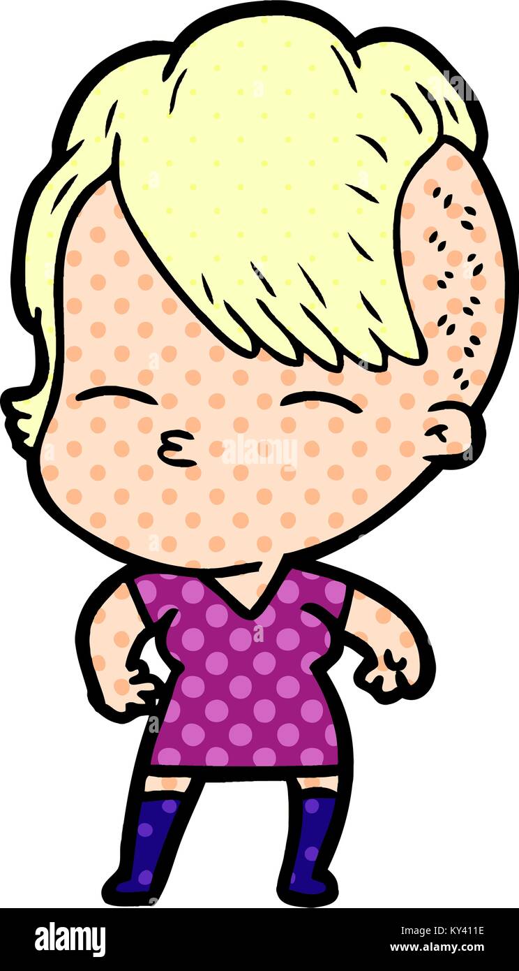 cartoon squinting girl Stock Vector Image & Art - Alamy
