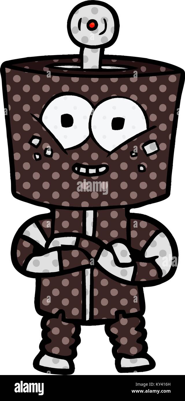 happy cartoon robot Stock Vector Image & Art - Alamy