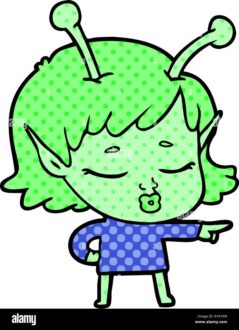 cute alien girl cartoon pointing Stock Vector Image & Art - Alamy