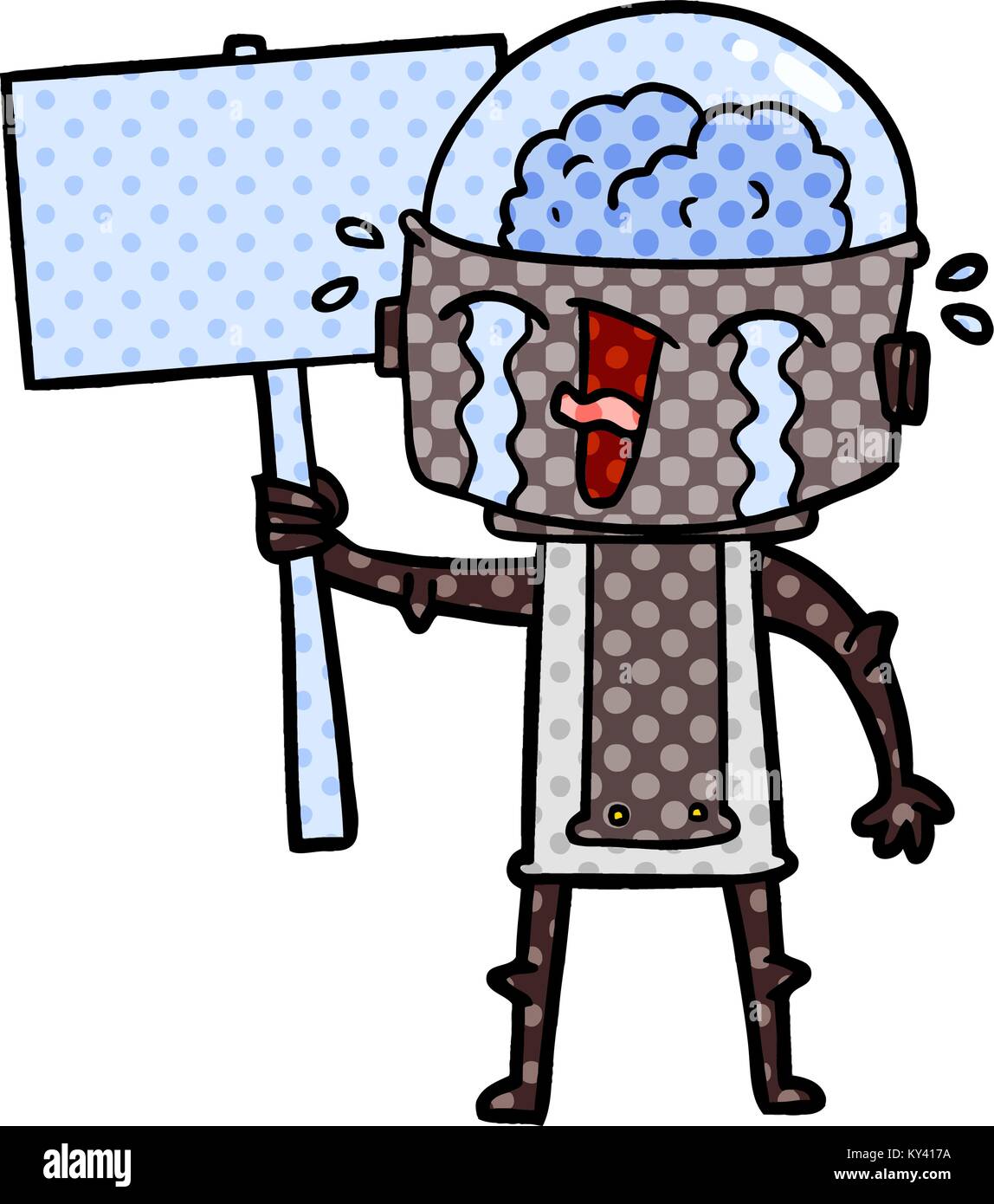 cartoon crying robot waving sign Stock Vector Image & Art - Alamy