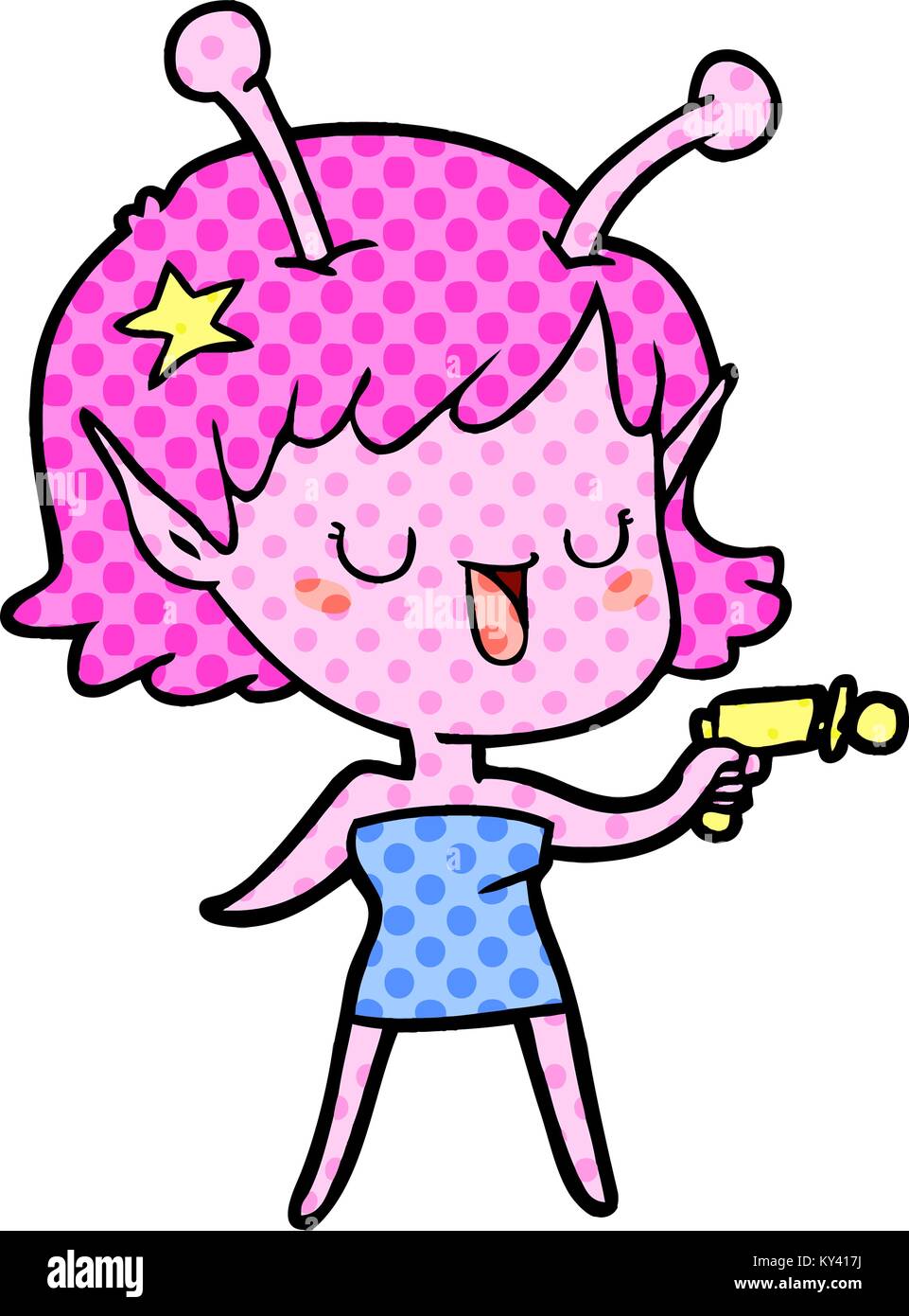happy alien girl cartoon Stock Vector Image & Art - Alamy