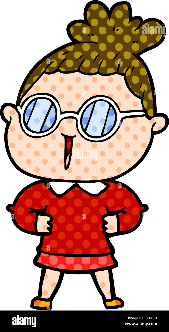 cartoon woman wearing spectacles Stock Vector Image & Art - Alamy