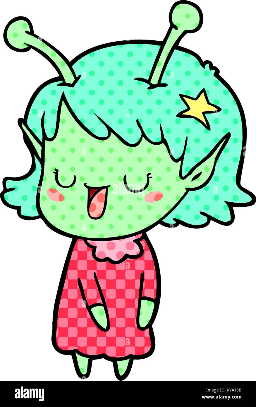happy alien girl cartoon Stock Vector Image & Art - Alamy