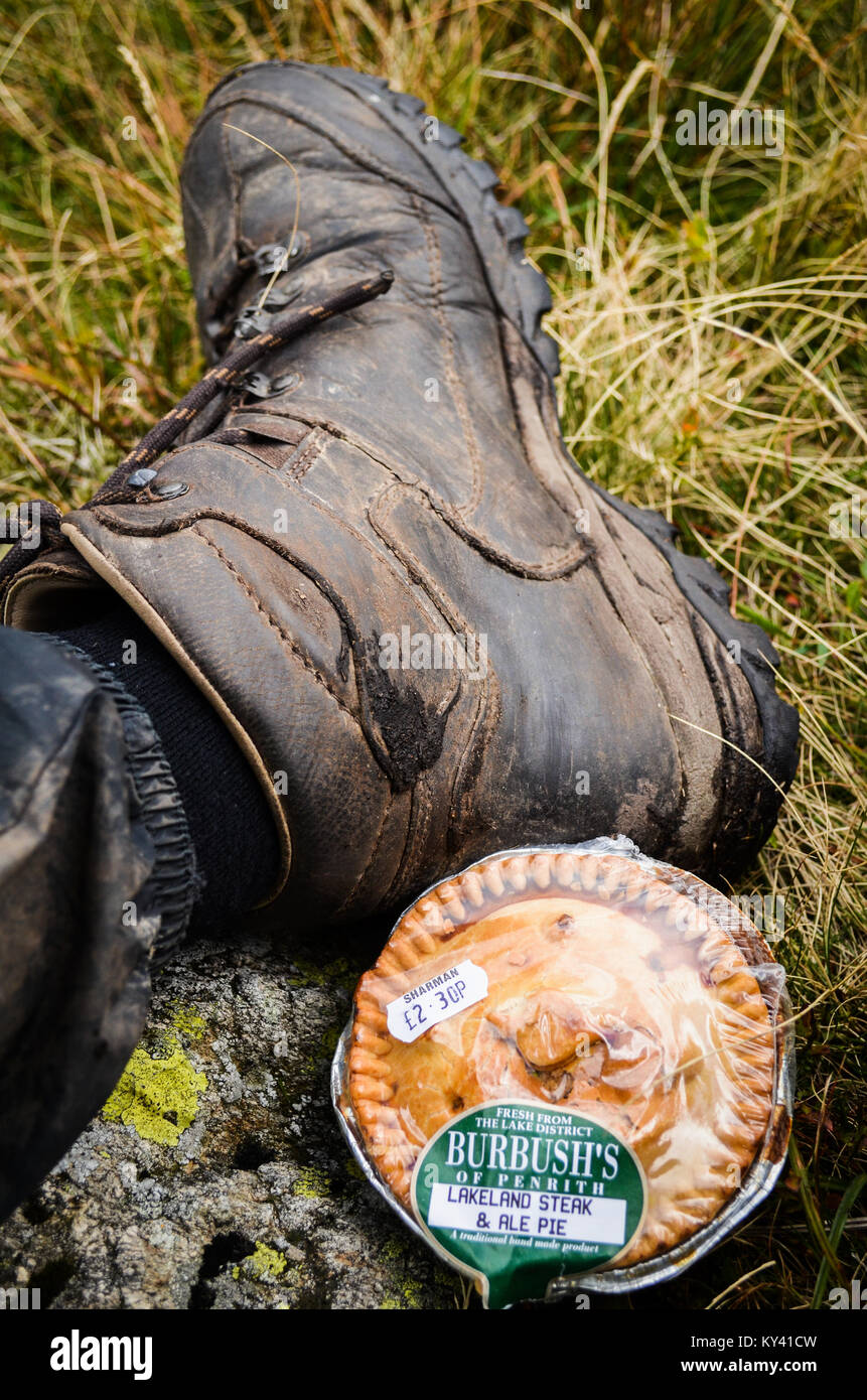 Hiker's boot, steak and ale pie, England's Coast to Coast path, near ...