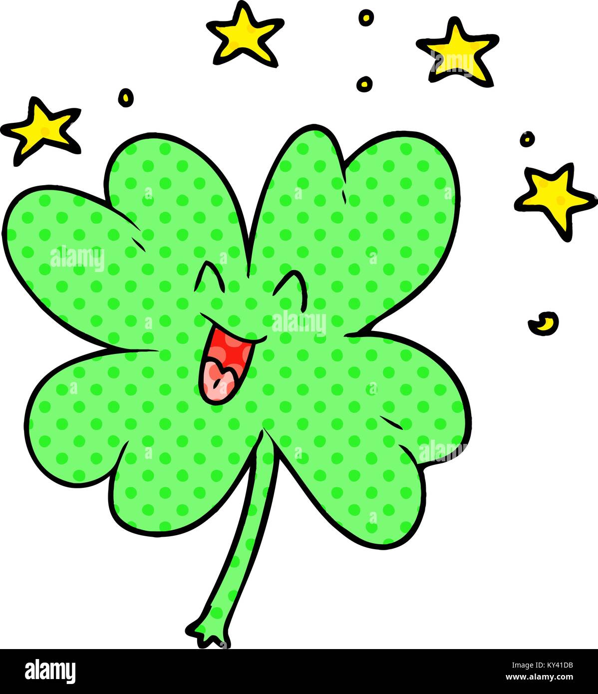 happy cartoon four leaf clover Stock Vector Image & Art - Alamy