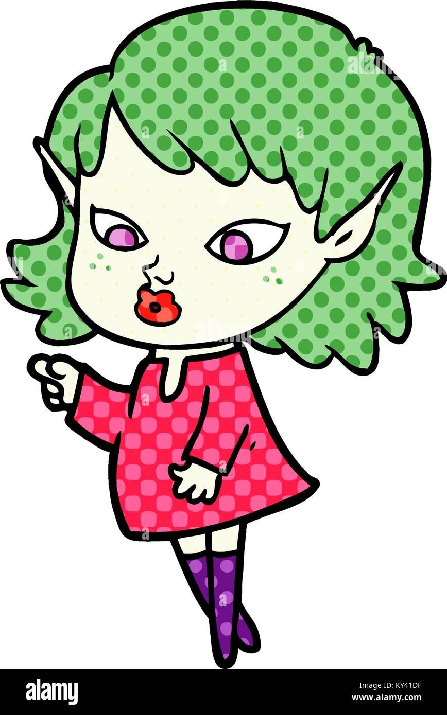 pointing cartoon elf girl Stock Vector Image & Art - Alamy