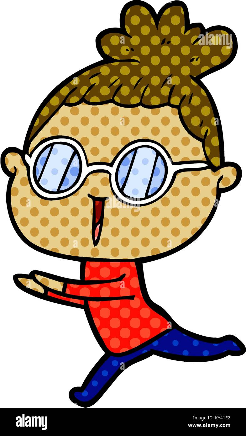 cartoon woman wearing spectacles Stock Vector Image & Art - Alamy