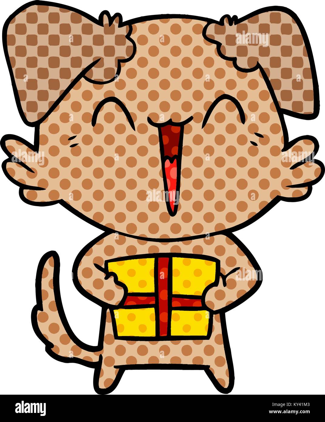 happy little cartoon dog with present Stock Vector Image & Art - Alamy