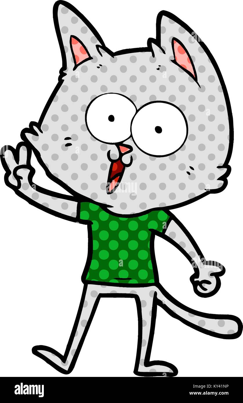 funny cartoon cat giving peace sign Stock Vector Image & Art - Alamy