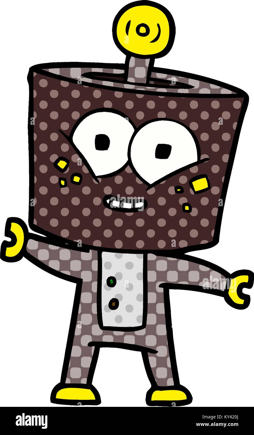 happy cartoon robot Stock Vector Image & Art - Alamy