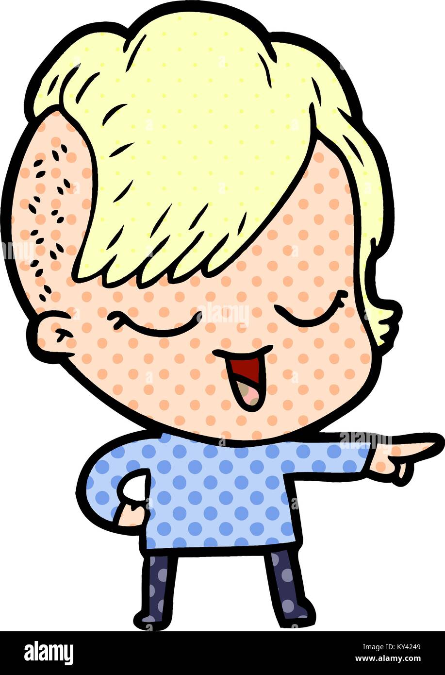 happy cartoon girl pointing Stock Vector Image & Art - Alamy