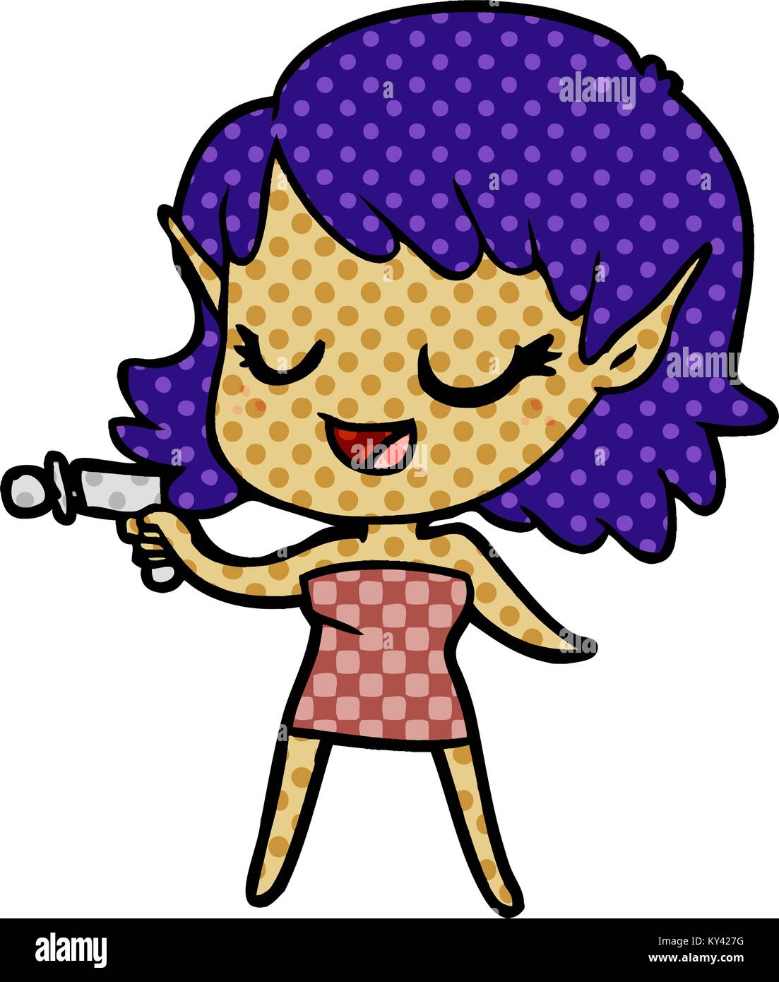 happy cartoon space girl with ray gun Stock Vector Image & Art - Alamy
