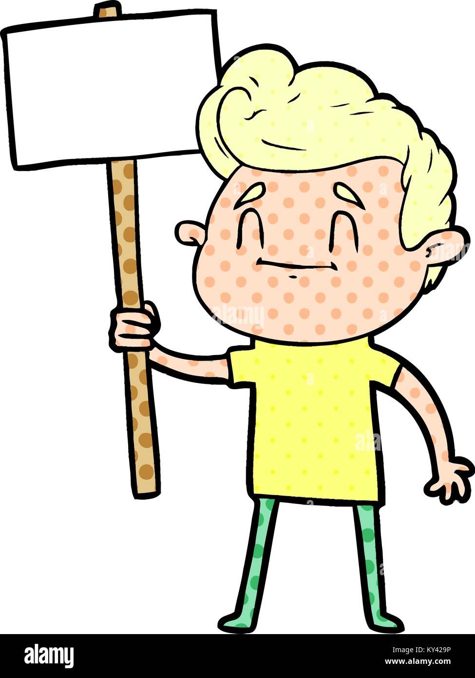 happy cartoon man with sign Stock Vector Image & Art - Alamy