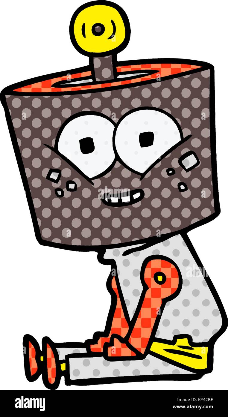 happy cartoon robot Stock Vector Image & Art - Alamy