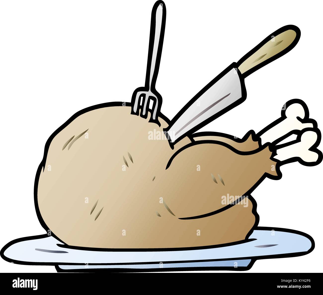 cartoon cooked turkey being carved Stock Vector Image & Art - Alamy