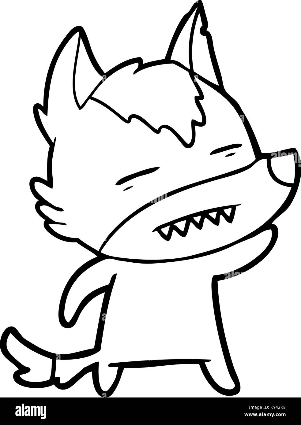 cartoon wolf waving showing teeth Stock Vector Image & Art - Alamy