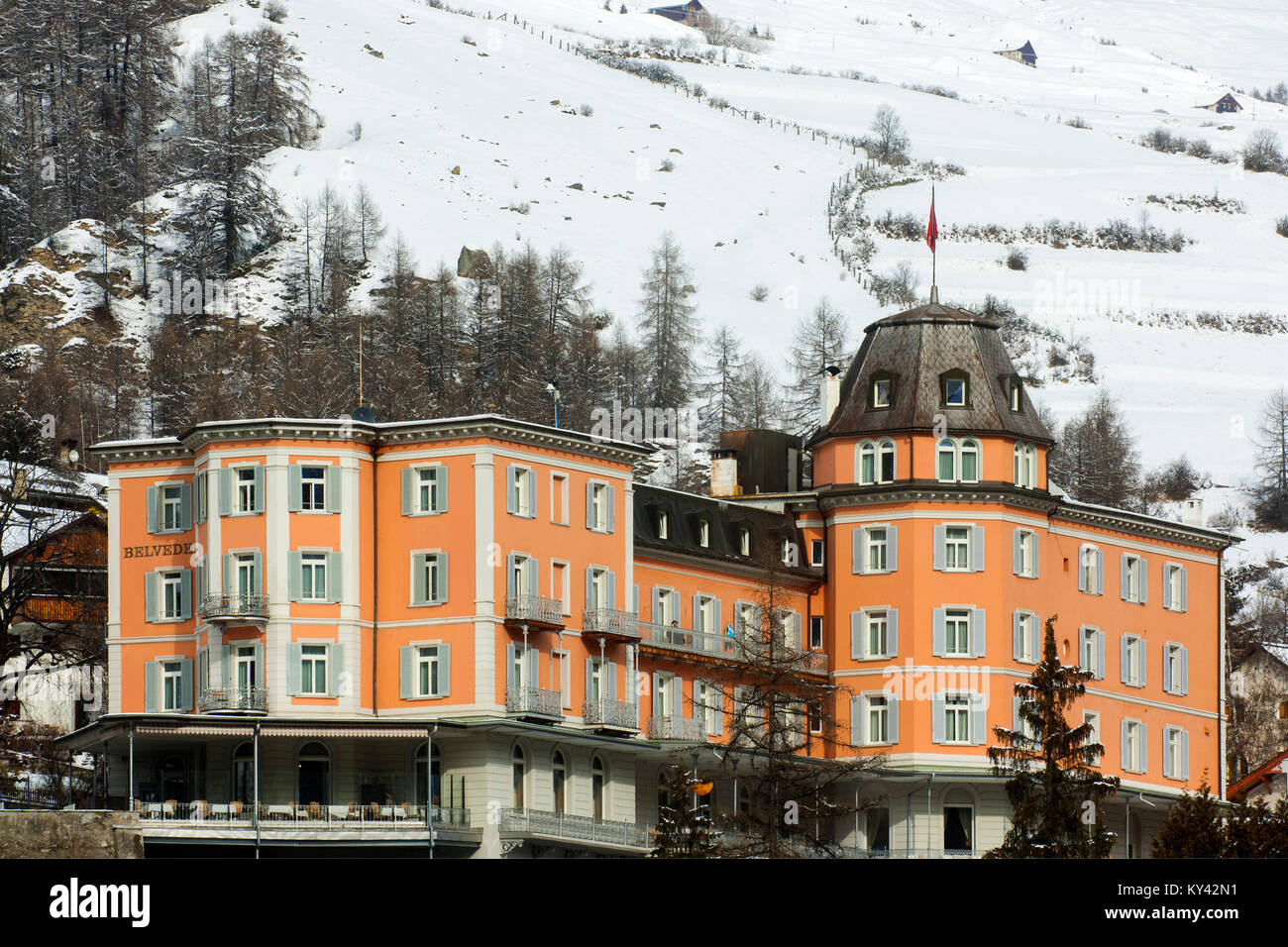 Schweiz, Engadin, Bad Scuol, Hotel Belvedere Stock Photo - Alamy