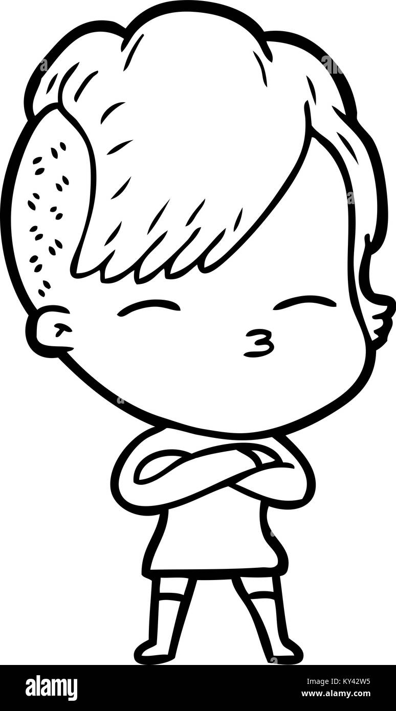 cartoon squinting girl Stock Vector Image & Art - Alamy
