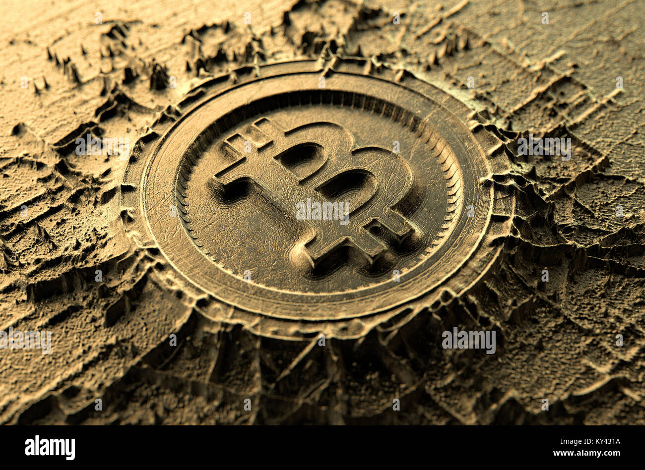 A microscopic closeup concept of cast or mined metal that builds up to ...