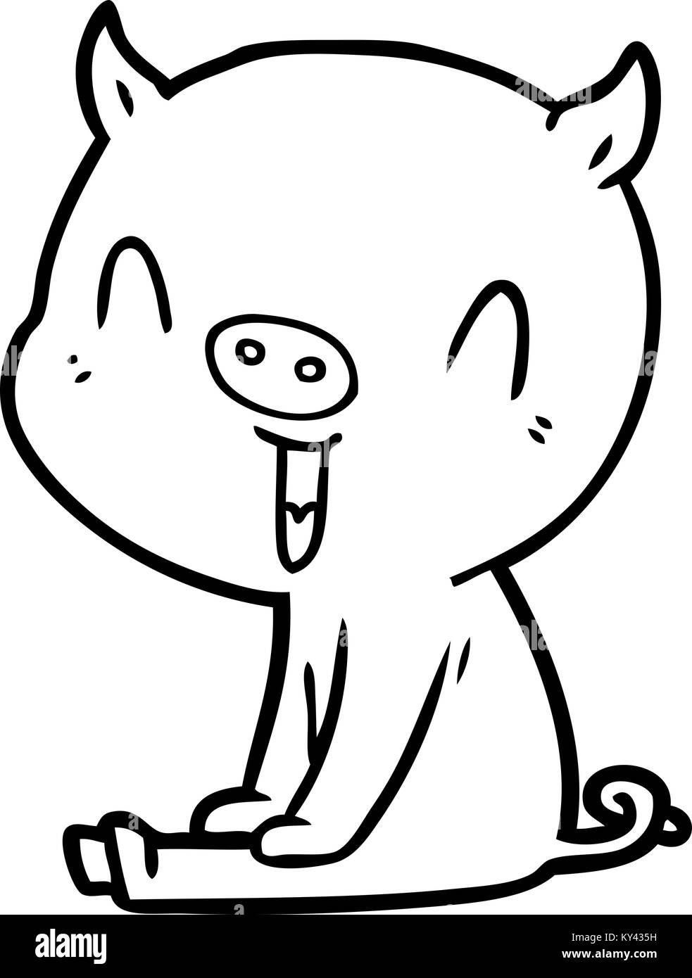 happy cartoon pig sitting Stock Vector Image & Art - Alamy