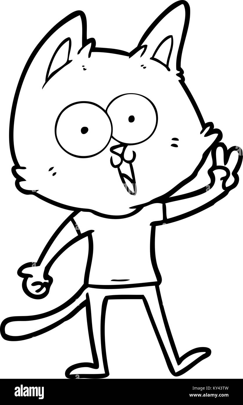 funny cartoon cat giving peace sign Stock Vector Image & Art - Alamy