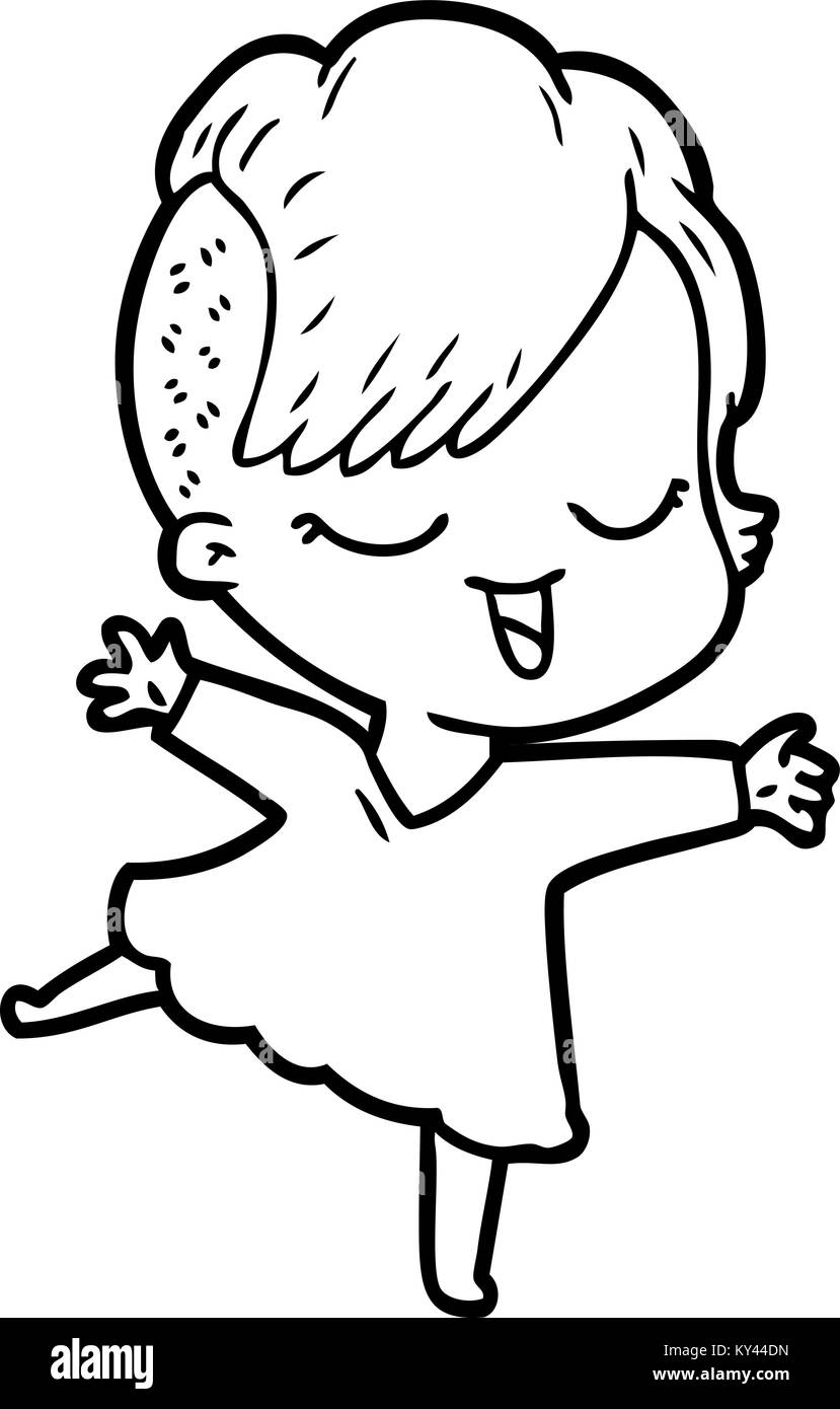 happy cartoon girl dancing Stock Vector Image & Art - Alamy